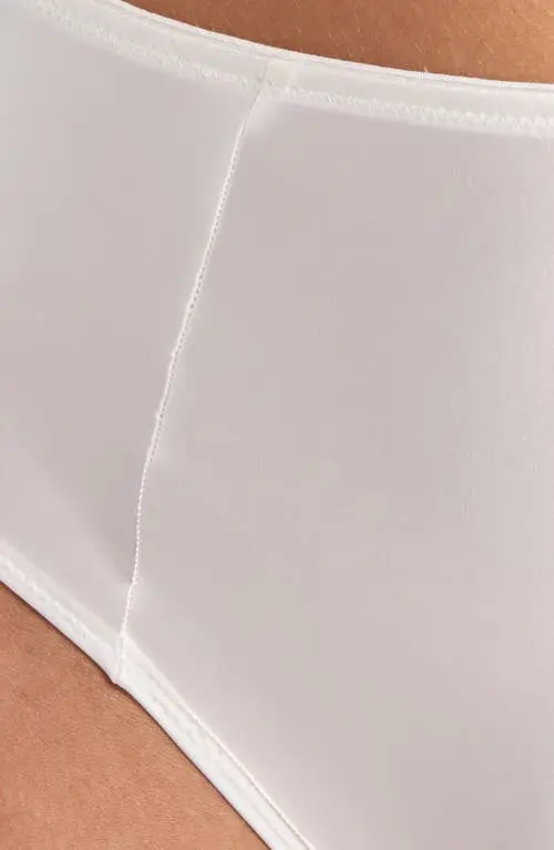 LAUREN INTIMATES Stripe High Waist Satin Briefs - Ivory