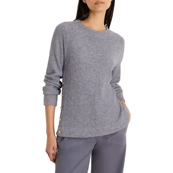 NIC+ZOE Side Button Waffle Sweater - Slate