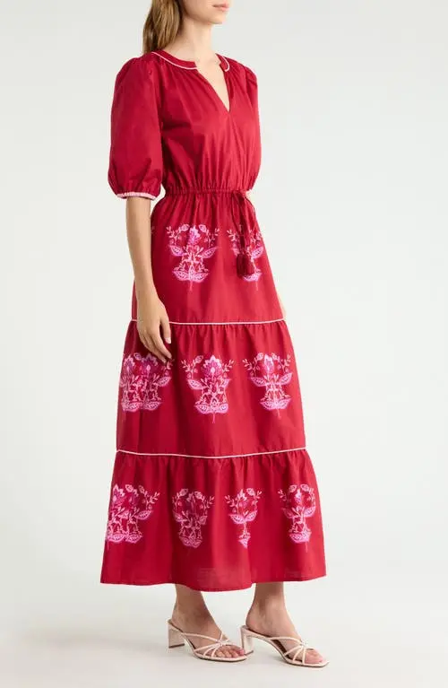 SUGARLIPS Vione Placed Floral Tiered Cotton Dress