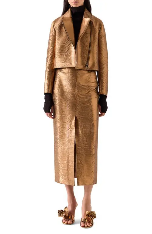 Akris Lambskin Nappa Leather Moto Jacket