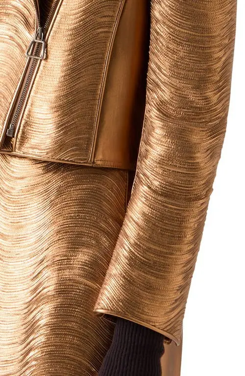 Akris Lambskin Nappa Leather Moto Jacket