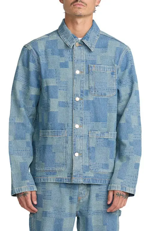 Rvca Boro Dayshift Patchwork Chore Coat - Bleached Indigo