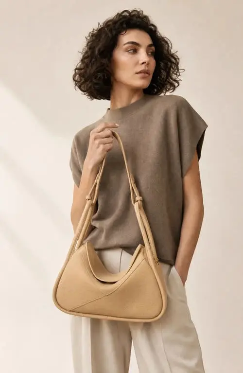 MI BOLSA LONDON Carnaby Genuine Pebble Leather Shoulder Bag