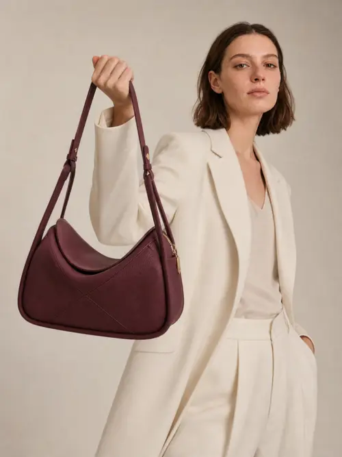 MI BOLSA LONDON Carnaby Genuine Pebble Leather Shoulder Bag