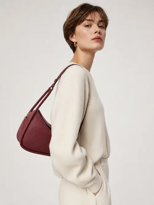 MI BOLSA LONDON Carnaby Genuine Pebble Leather Shoulder Bag