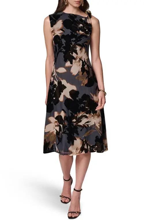 Donna Karan New York Floral Burnout Velvet Dress