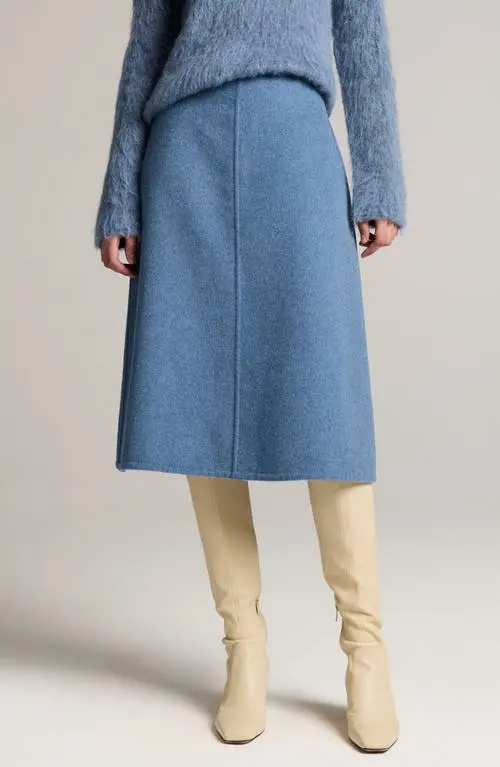 Vince Wool Blend A-line Skirt - Blue Slate