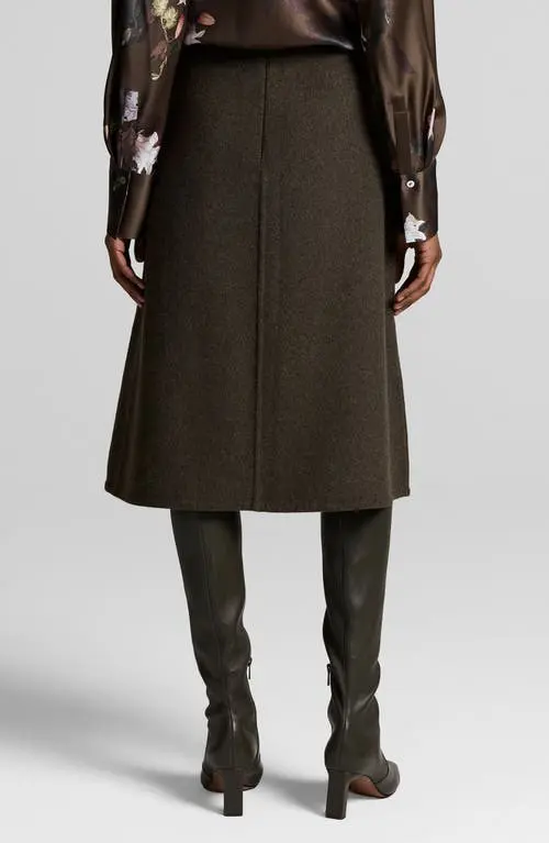 Vince Wool Blend A-line Skirt - Dark Moss
