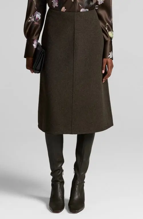 Vince Wool Blend A-line Skirt - Dark Moss