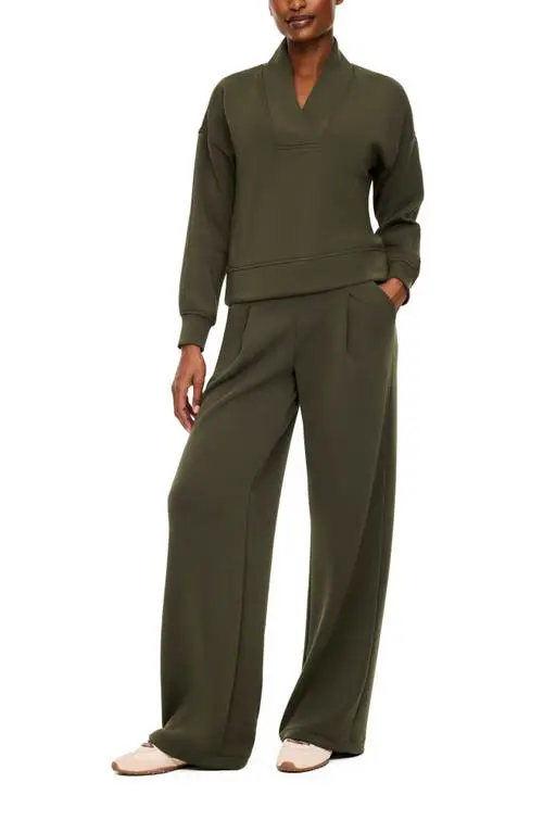 Spanx Air Essentials V-neck Long Sleeve Sweatshirt - Monstera