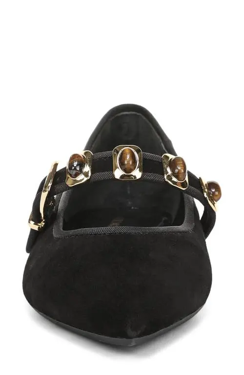 Veronica Beard Selene Charms Pointed Toe Flat - Black Suede