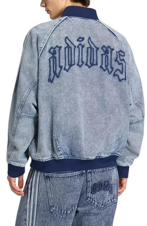 Adidas Acid Wash Denim Bomber Jacket