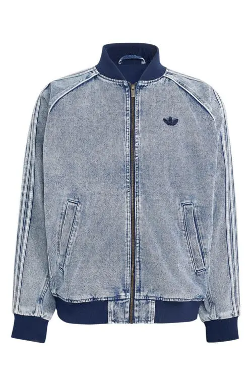 Adidas Acid Wash Denim Bomber Jacket