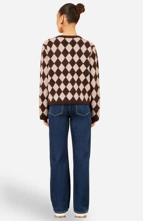 YUMI Argyle Button-front Knit Cardigan