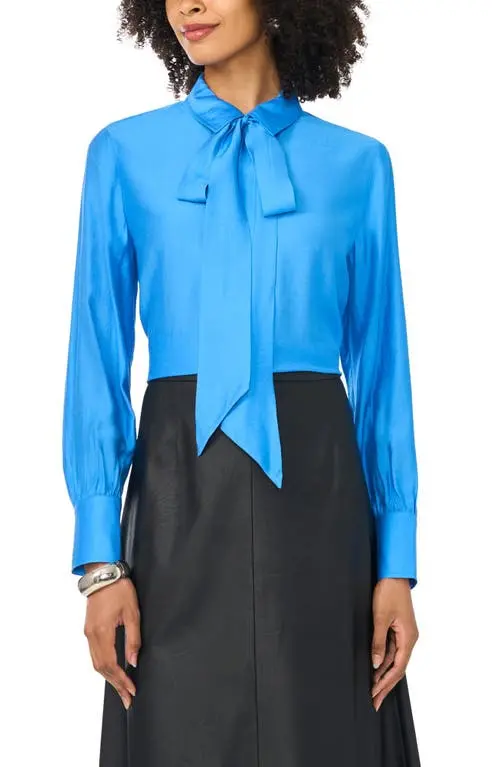 Vince Camuto Cropped Shirt With Removable Tie - Classic Blue