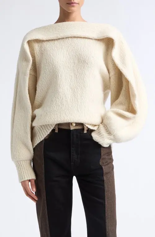 Ossou Wool Blend Sweater With Balloon Sleeves - Buff