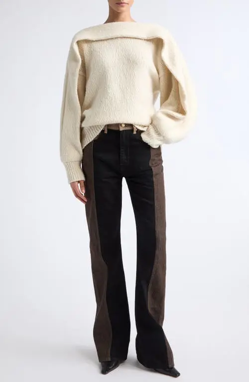 Ossou Wool Blend Sweater With Balloon Sleeves