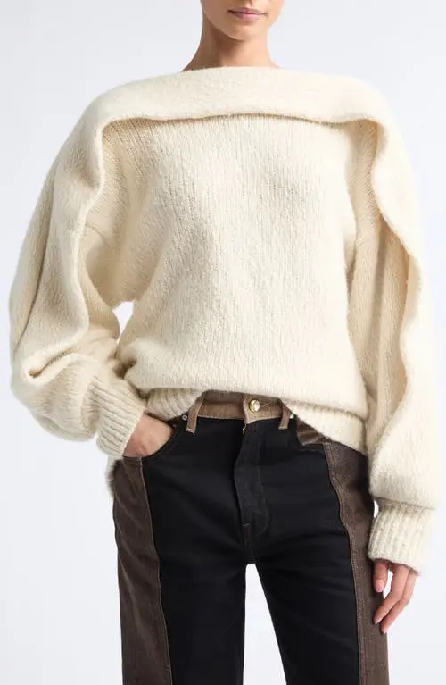 Ossou Wool Blend Sweater With Balloon Sleeves
