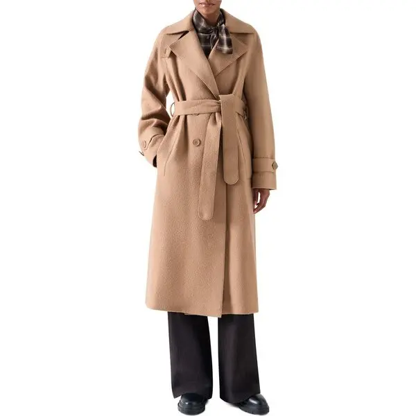 Akris Heavy Wool Blend Belted Coat - Camel