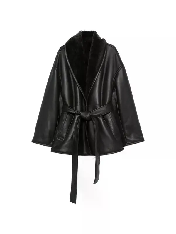 JOSEPH Manu Leather Coat - Black