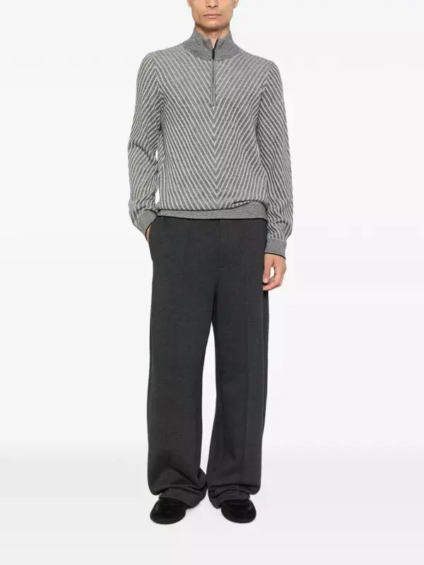 Emporio Armani Chevron Knit Half-zip Pullover