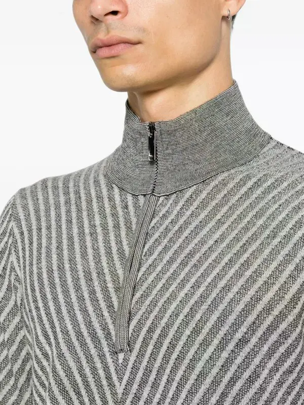 Emporio Armani Chevron Knit Half-zip Pullover
