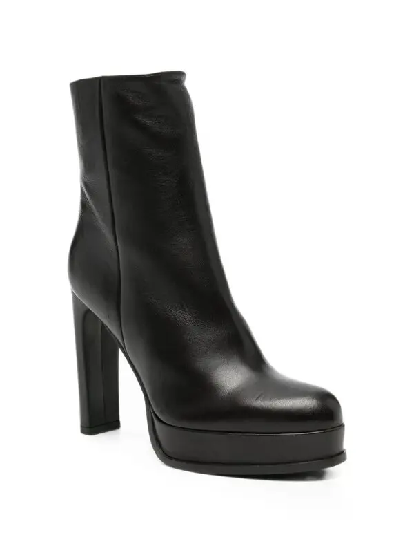CHANTAL Platform Leather Ankle Boots - Brown