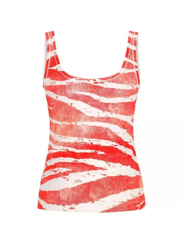 Blumarine Zebra Print Ribbed Tank Top - Orange