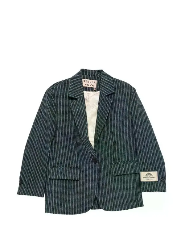 STELLA NOVA Check-pattern Logo-patch Blazer - Blue