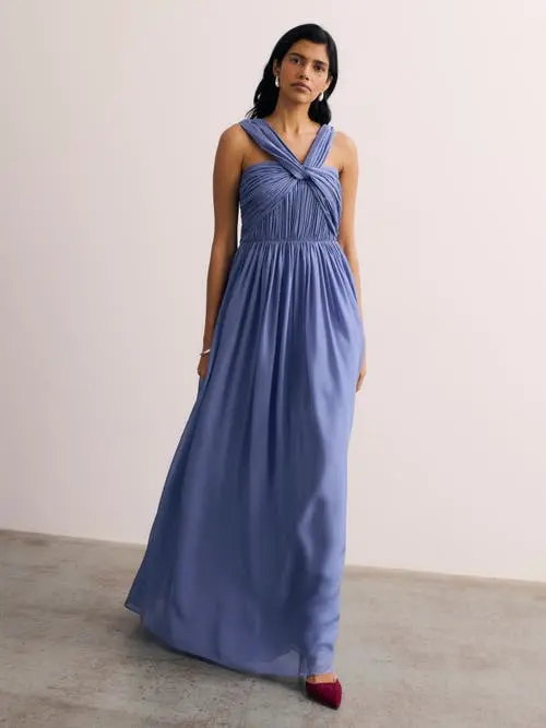 The Fold Sevilla Silk Chiffon Maxi Dress - Blue