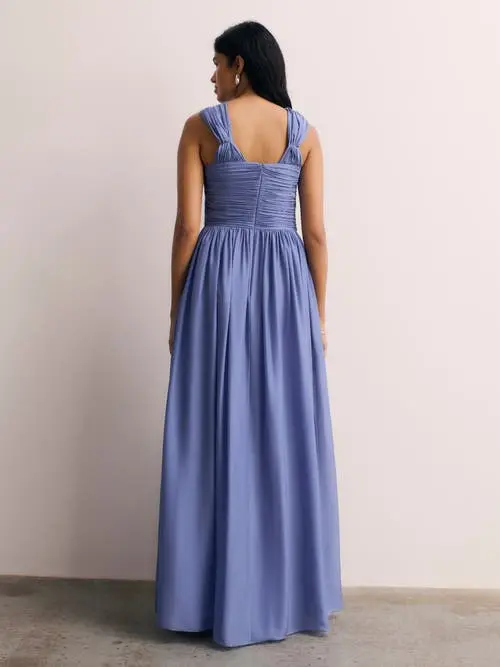 The Fold Sevilla Silk Chiffon Maxi Dress - Blue