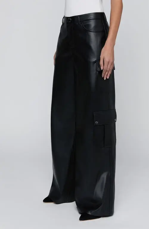 L'Agence Isolde Faux Leather Wide Leg Cargo Pants