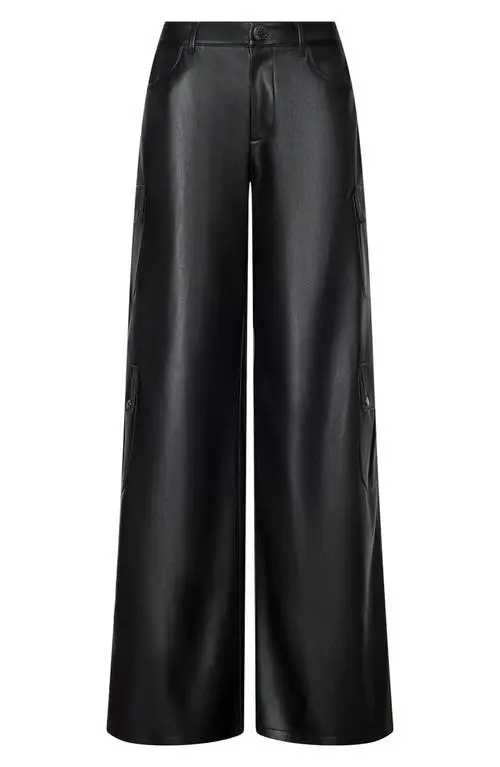 L'Agence Isolde Faux Leather Wide Leg Cargo Pants