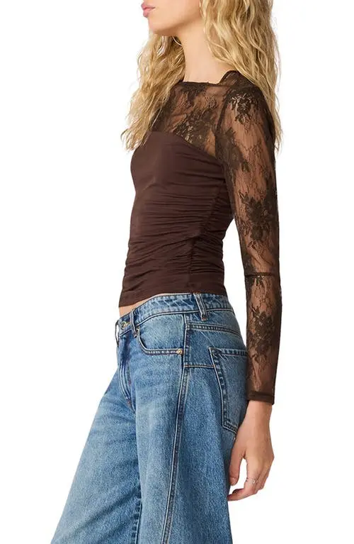 Steve Madden Reese Lace & Ruched Knit Top