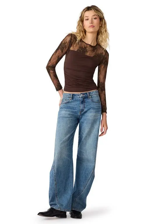 Steve Madden Reese Lace & Ruched Knit Top