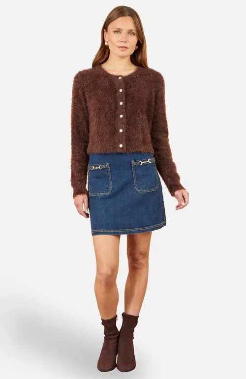 YUMI Eyelash Knit Sparkle-button Cardigan