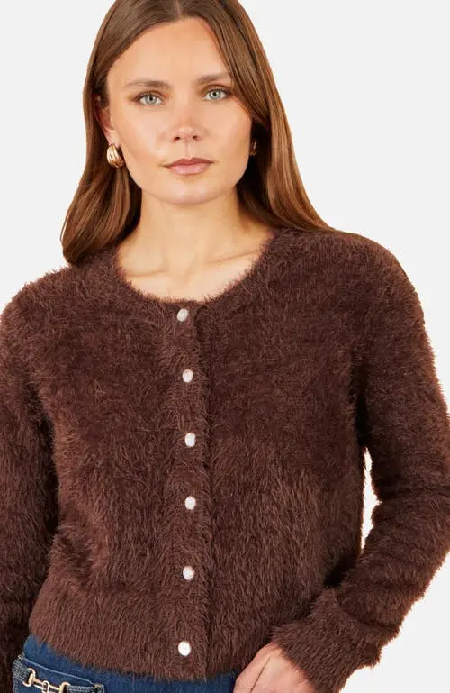 YUMI Eyelash Knit Sparkle-button Cardigan