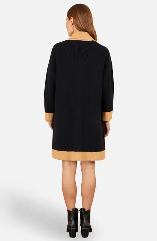 YUMI Longline Ribbed Border Open Cardigan