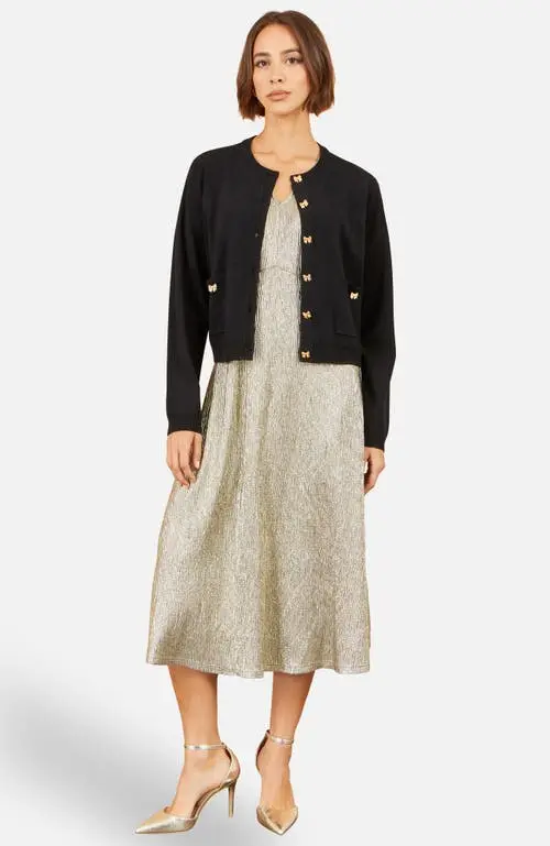 YUMI Bow Button Cardigan