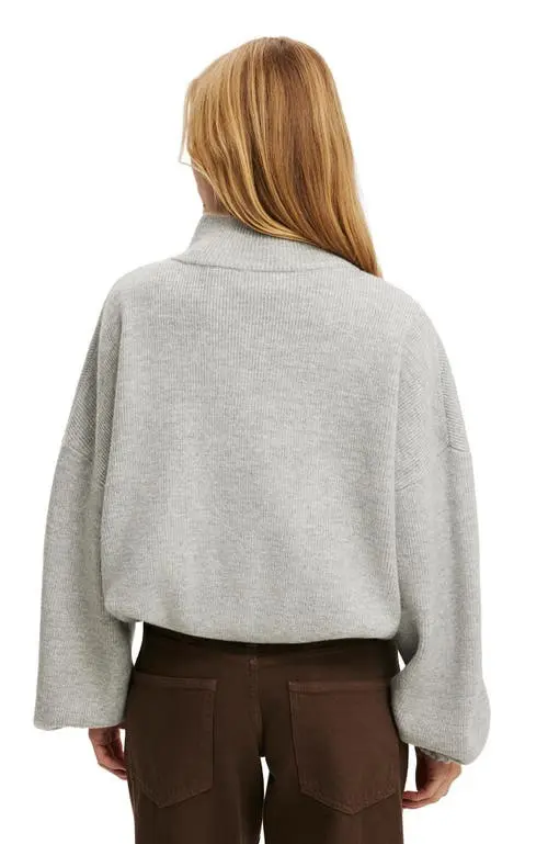 COTTON ON Luxe Tuck Hem Bomber - Grey Marle