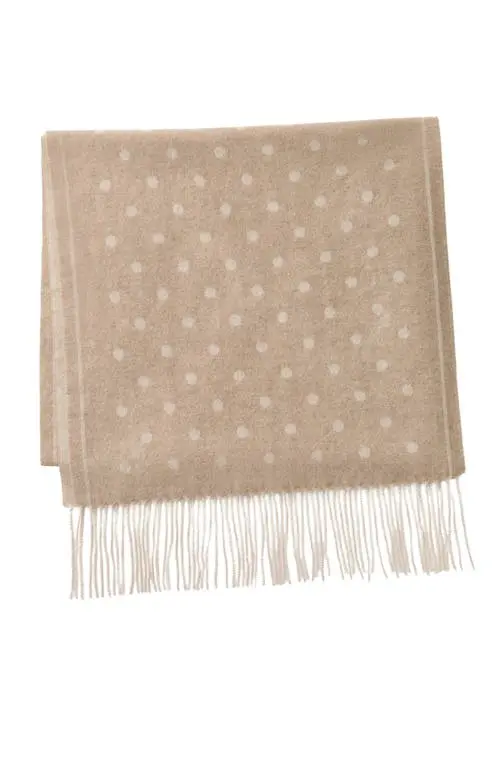 Lafayette 148 New York Jacquard Dot Cashmere Scarf - Oatmeal Multi