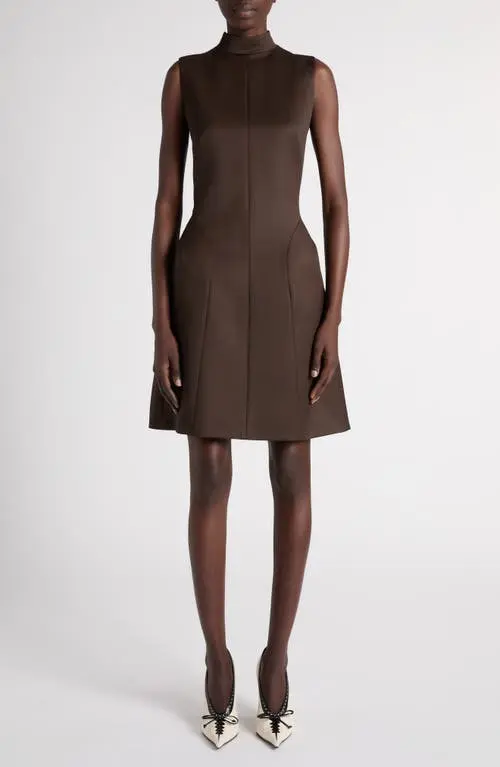 Alexander McQueen Wool Sleeveless Mock Neck Minidress - Coffee
