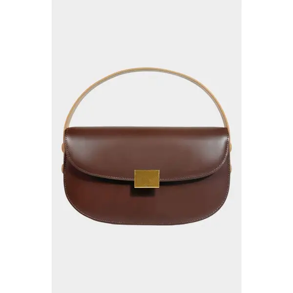 MI BOLSA LONDON Genuine Nappa Leather Top Handle Bag - Caramel