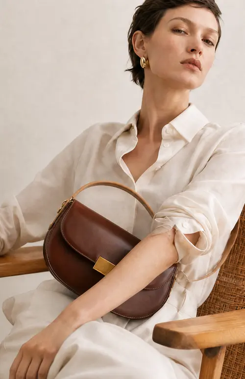 MI BOLSA LONDON Genuine Nappa Leather Top Handle Bag