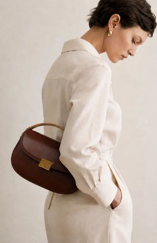 MI BOLSA LONDON Genuine Nappa Leather Top Handle Bag