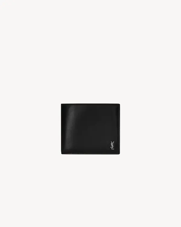Saint Laurent Tiny Cassandre East/west Wallet With Coin Purse In Smooth Leather
