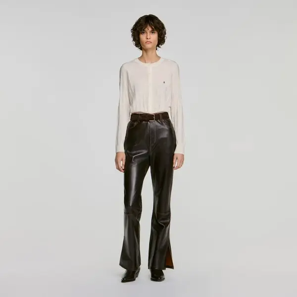 Sandro Cropped Check Stitch Cardigan