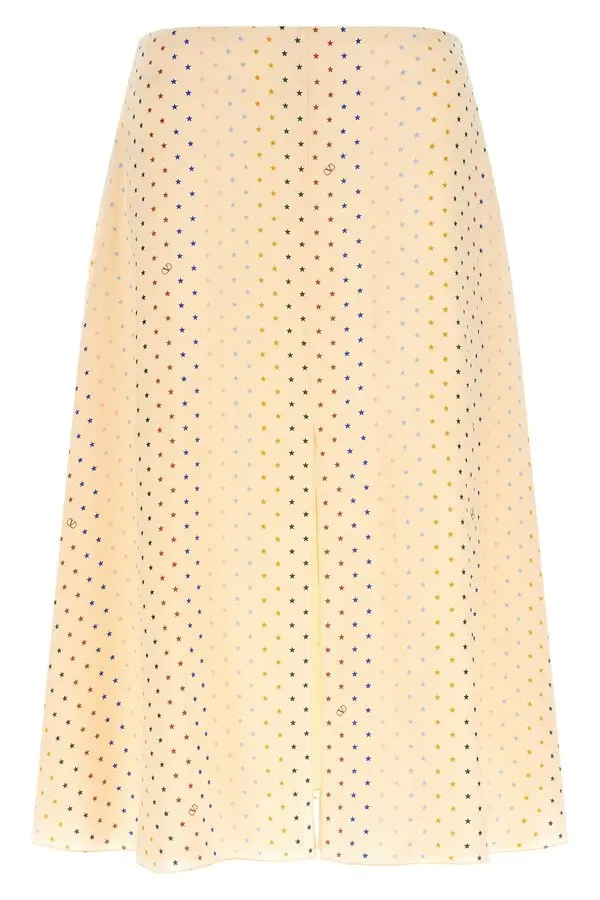 Valentino Garavani Silk Midi Skirt With Multicolor Starry Print - Pink