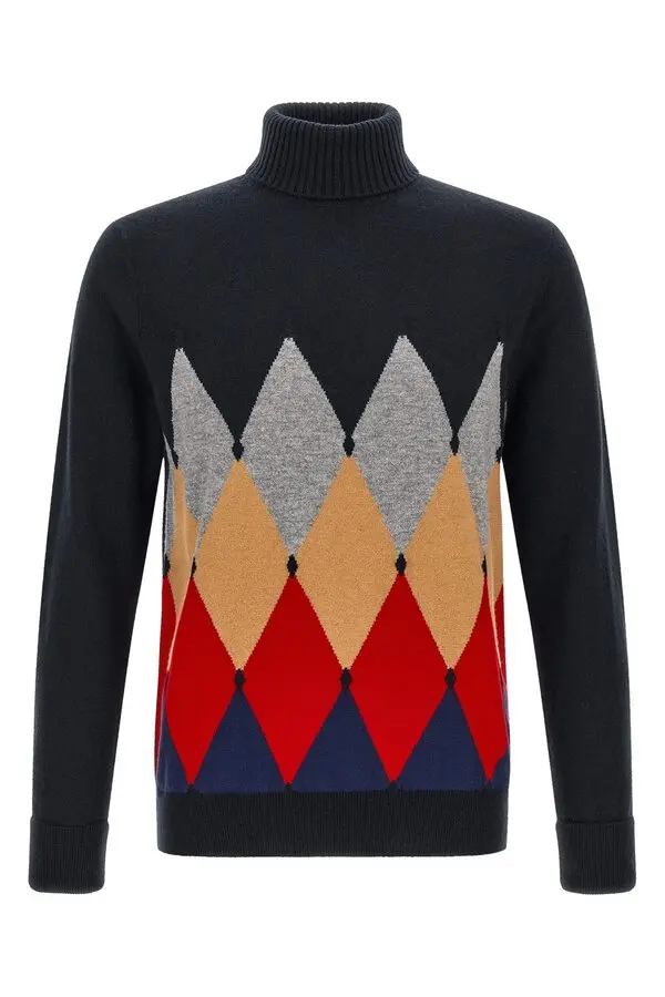 BALLANTYNE Classic Diamond' Intarsia Turtleneck Sweater