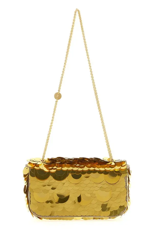 Rabanne Sparkle Baguette Mini' Shoulder Bag - Gold